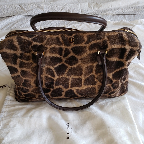kate spade | Bags | D794 Kate Spade Faux Fur Leather Bag Satchel Animal ...